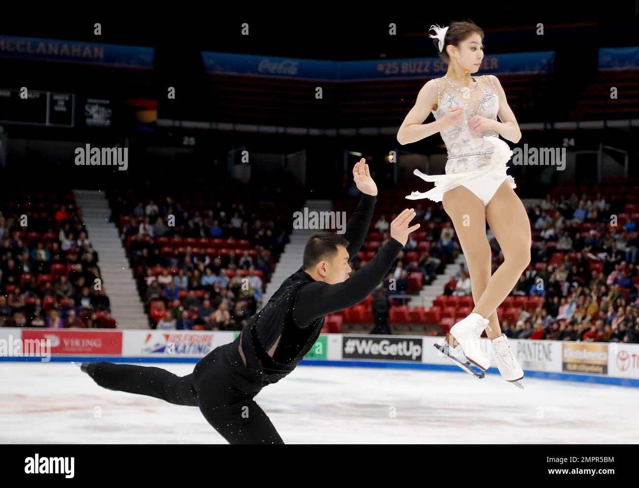 Yu Xiaoyu, of China, and Zhang Hao, of China, perform during the pairs ...