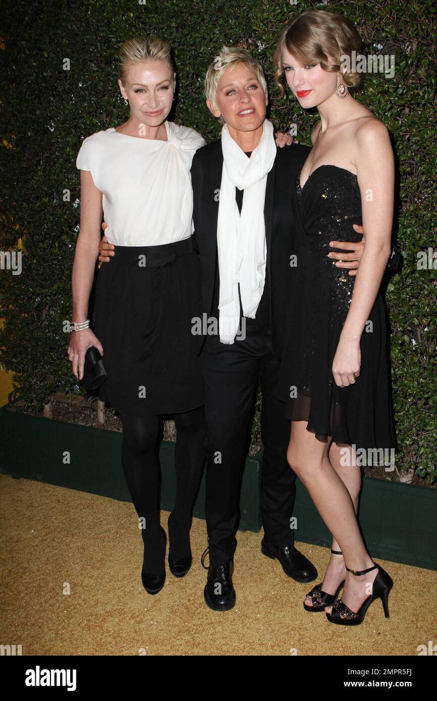 Taylor Swift, Ellen Degeneres and Portia De Rossi at the Cover Girl ...