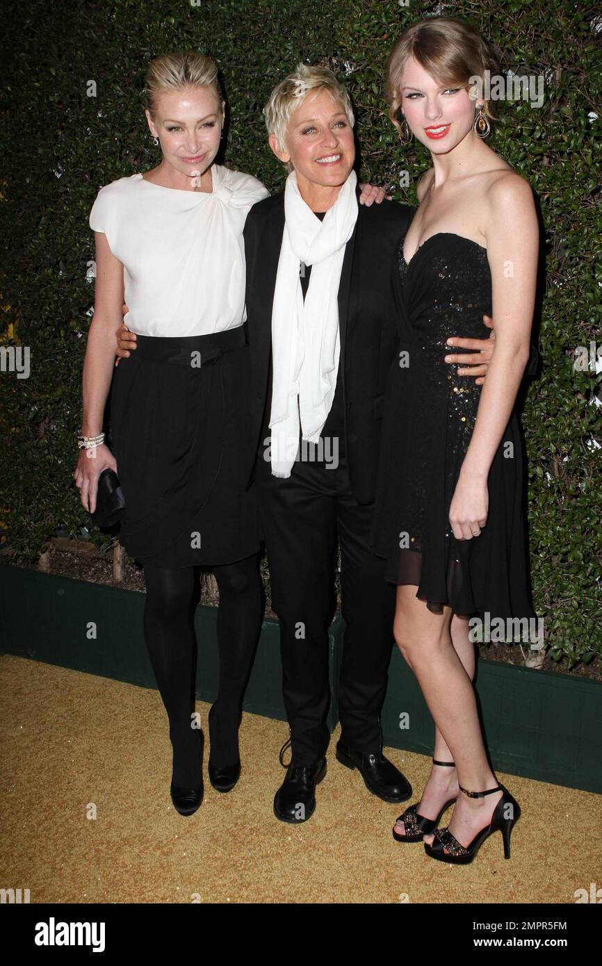 Taylor Swift, Ellen Degeneres and Portia De Rossi at the Cover Girl ...