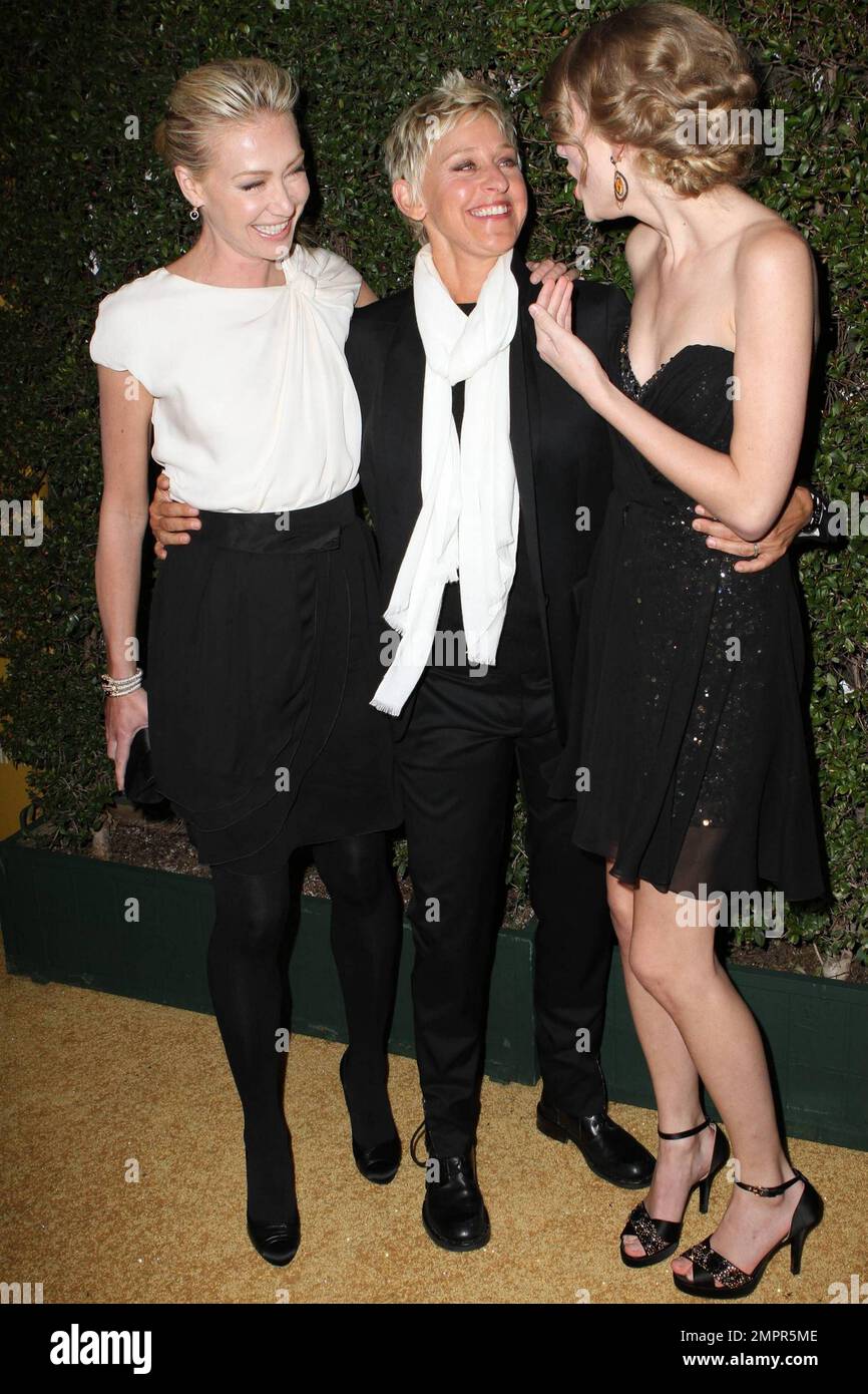 Taylor Swift, Ellen Degeneres and Portia De Rossi at the Cover Girl ...