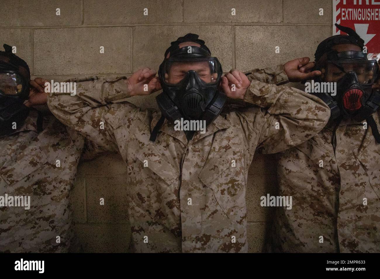 Recruits with India Company, 3rd Recruit Training Battalion, employ gas ...