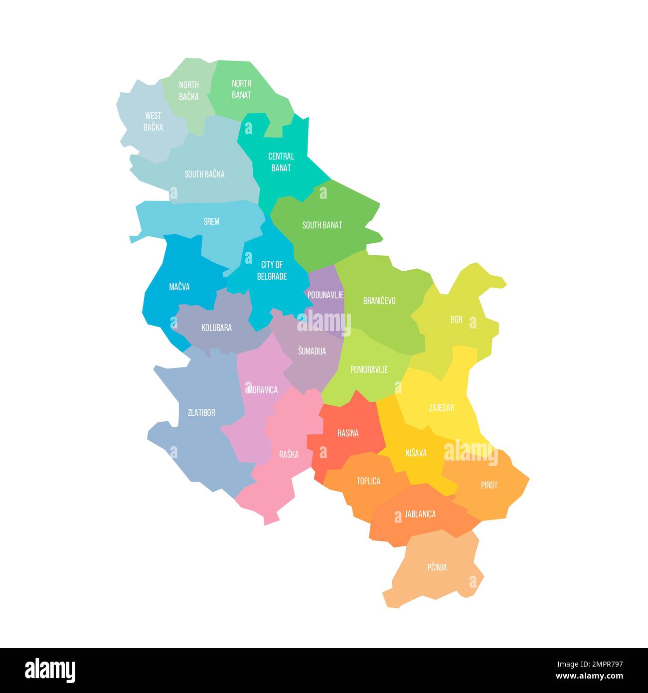 Serbia political map of administrative divisions Stock Vector Image ...