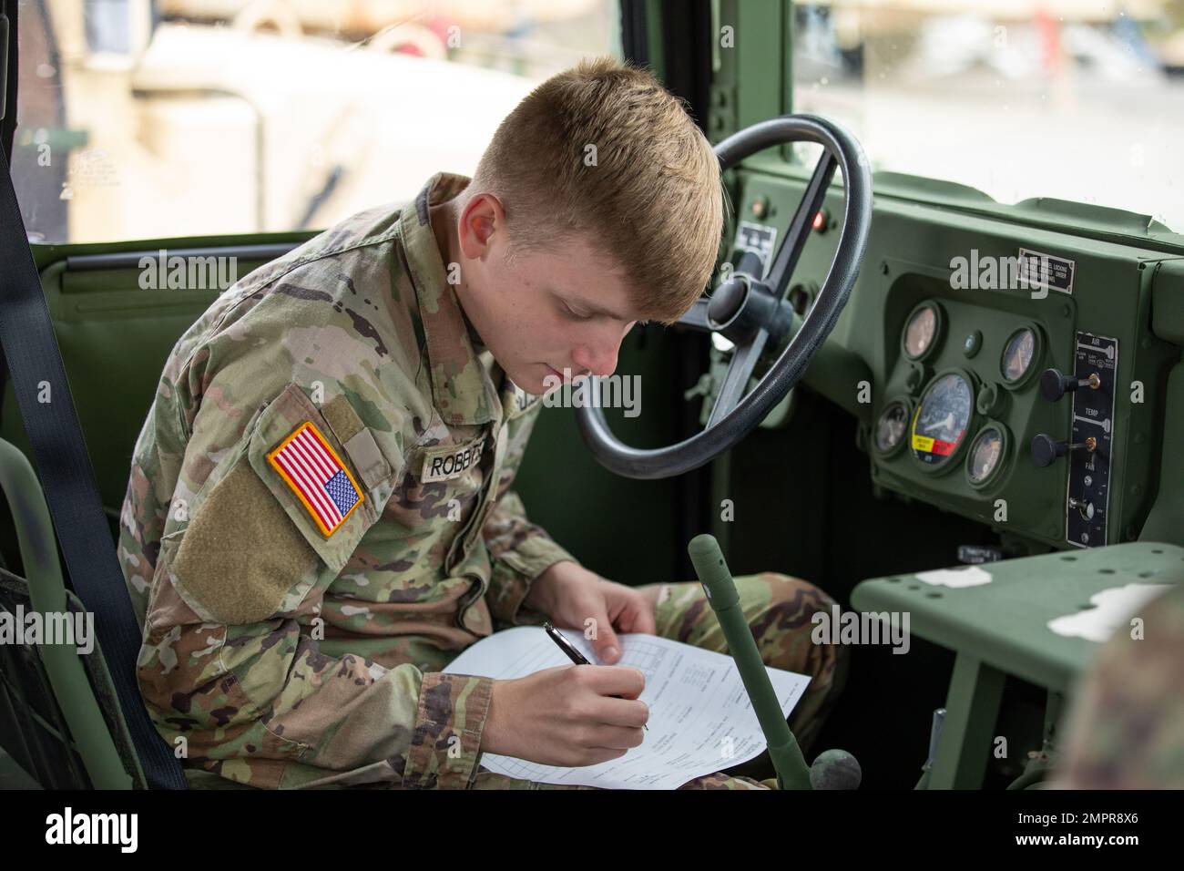 U.S. Army Pfc. Nolan Brewer from the 22nd Mobile Public Affairs ...