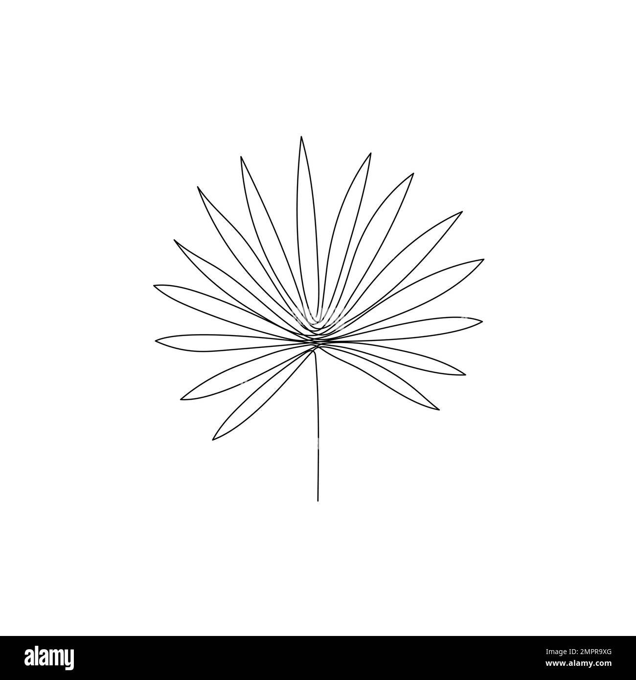 Line palm leaf art. One continuous line art decorative banana palm leaf ...