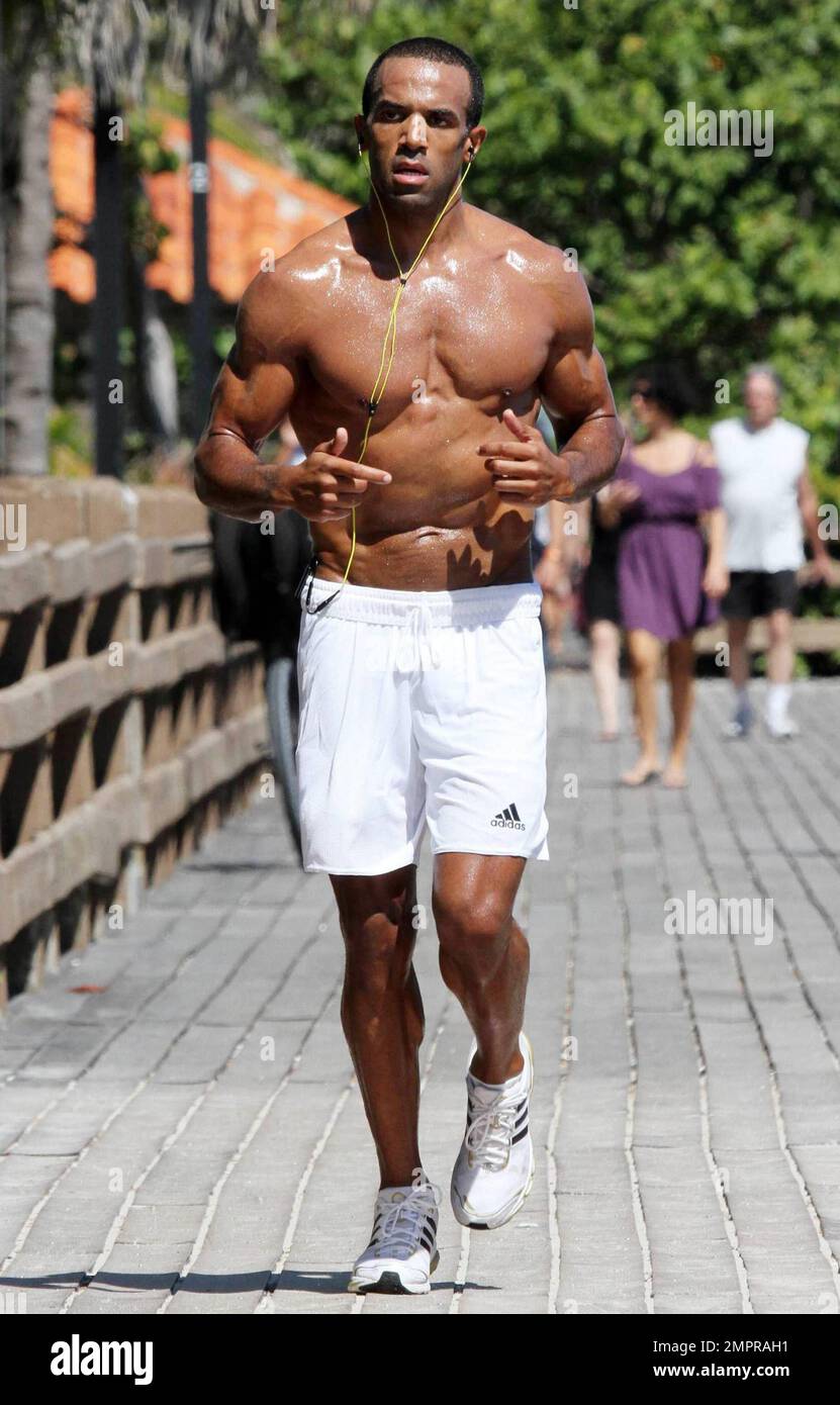 UK singer songwriter Craig David shows off his odd looking six pack ...