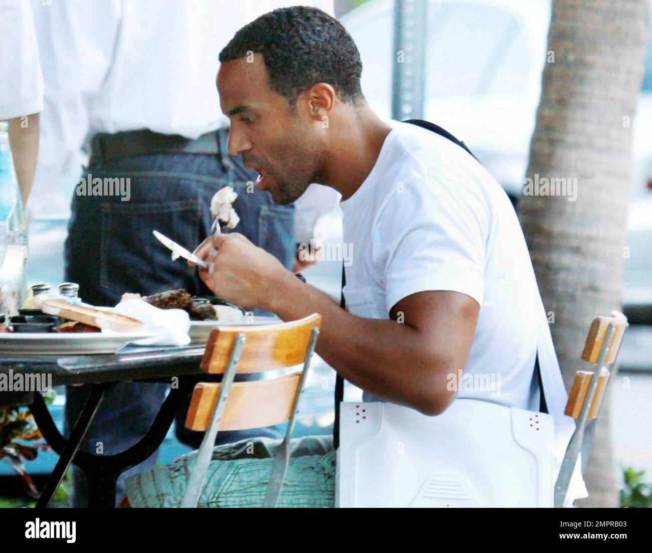 EXCLUSIVE!! British R&B singer Craig David tucks in to his lunch at an ...