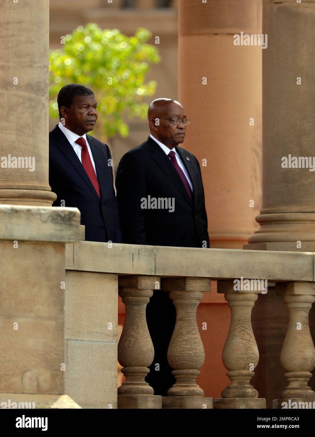South African President Jacob Zuma, right, with Angolan President Joao ...