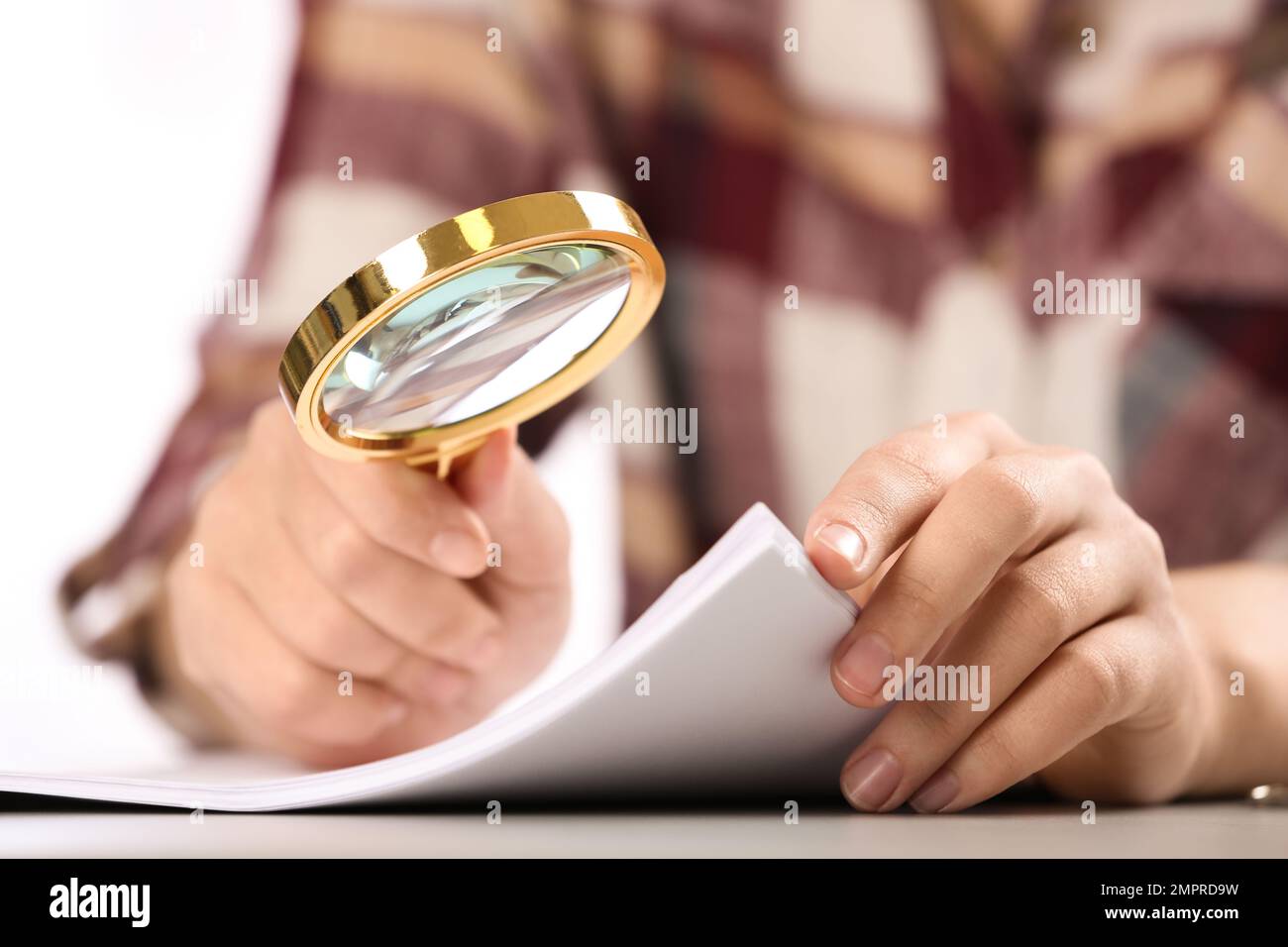 Hands holding magnifying glass information searching hi-res stock ...