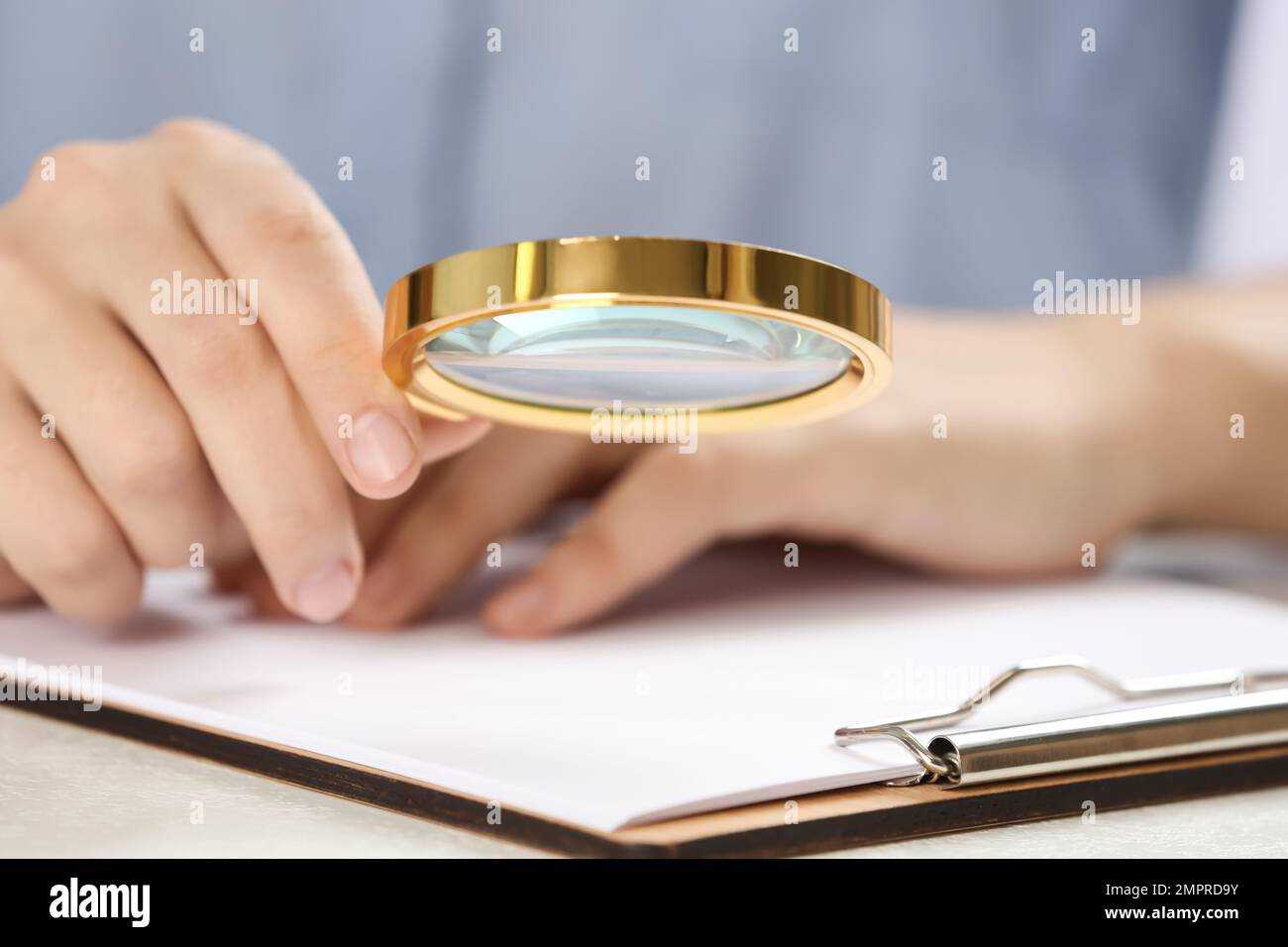 Hands holding magnifying glass information searching hi-res stock ...