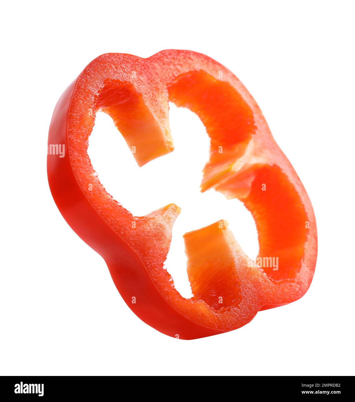 Slice of red bell pepper isolated on white Stock Photo - Alamy