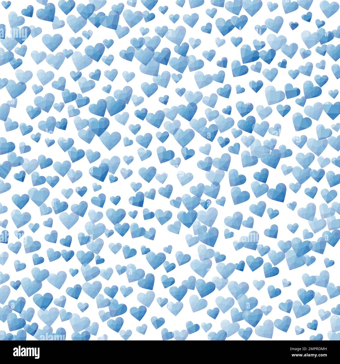Geometric Hearts. Blue polygonal hearts in diamond style. Low poly ...