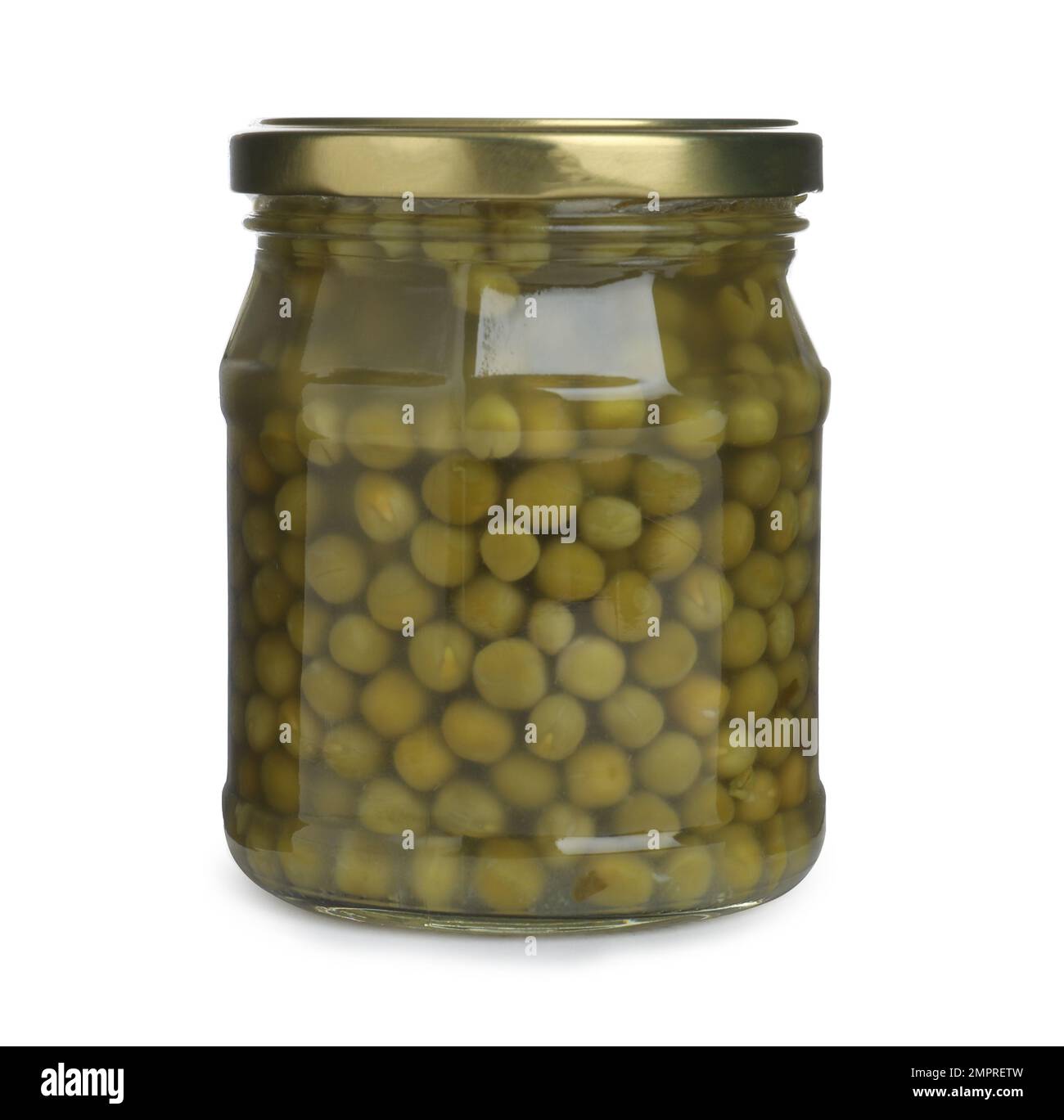 Glass jar with pickled green peas isolated on white Stock Photo - Alamy