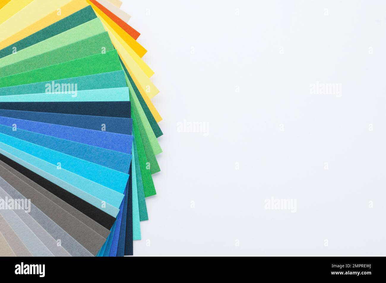 Color palette samples on white background top view Stock Photo - Alamy