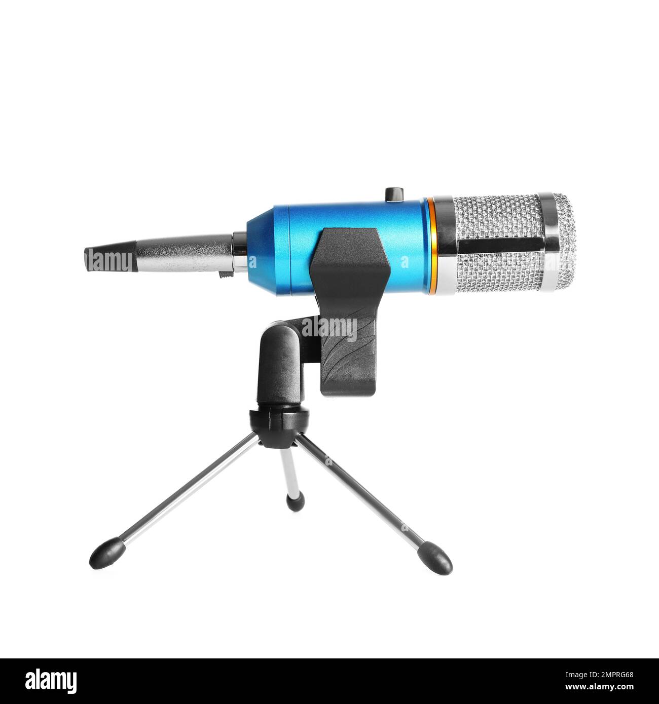 Modern microphone isolated on white. Journalist's equipment Stock Photo ...