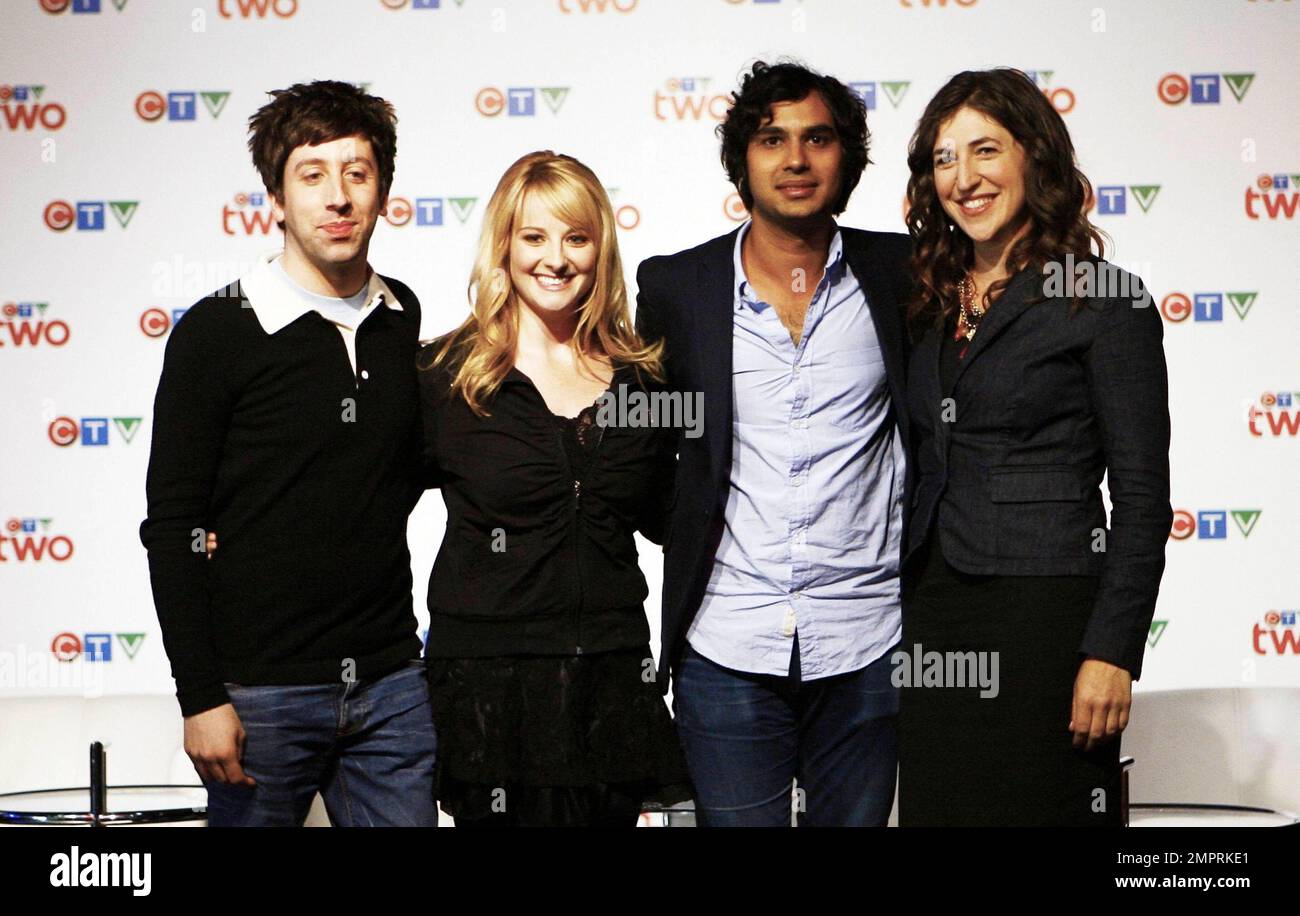 Simon Heilberg, Melissa Rauch, Kunal Nayyar and Mayim Bialik at a press ...