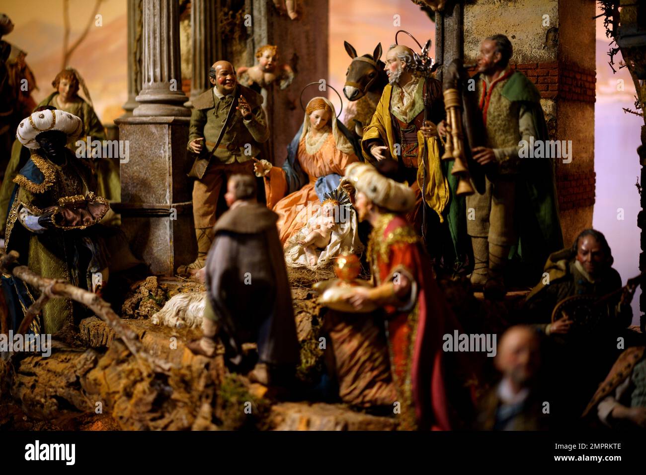 A detail of a traditional Italian nativity scene is displayed at the ...