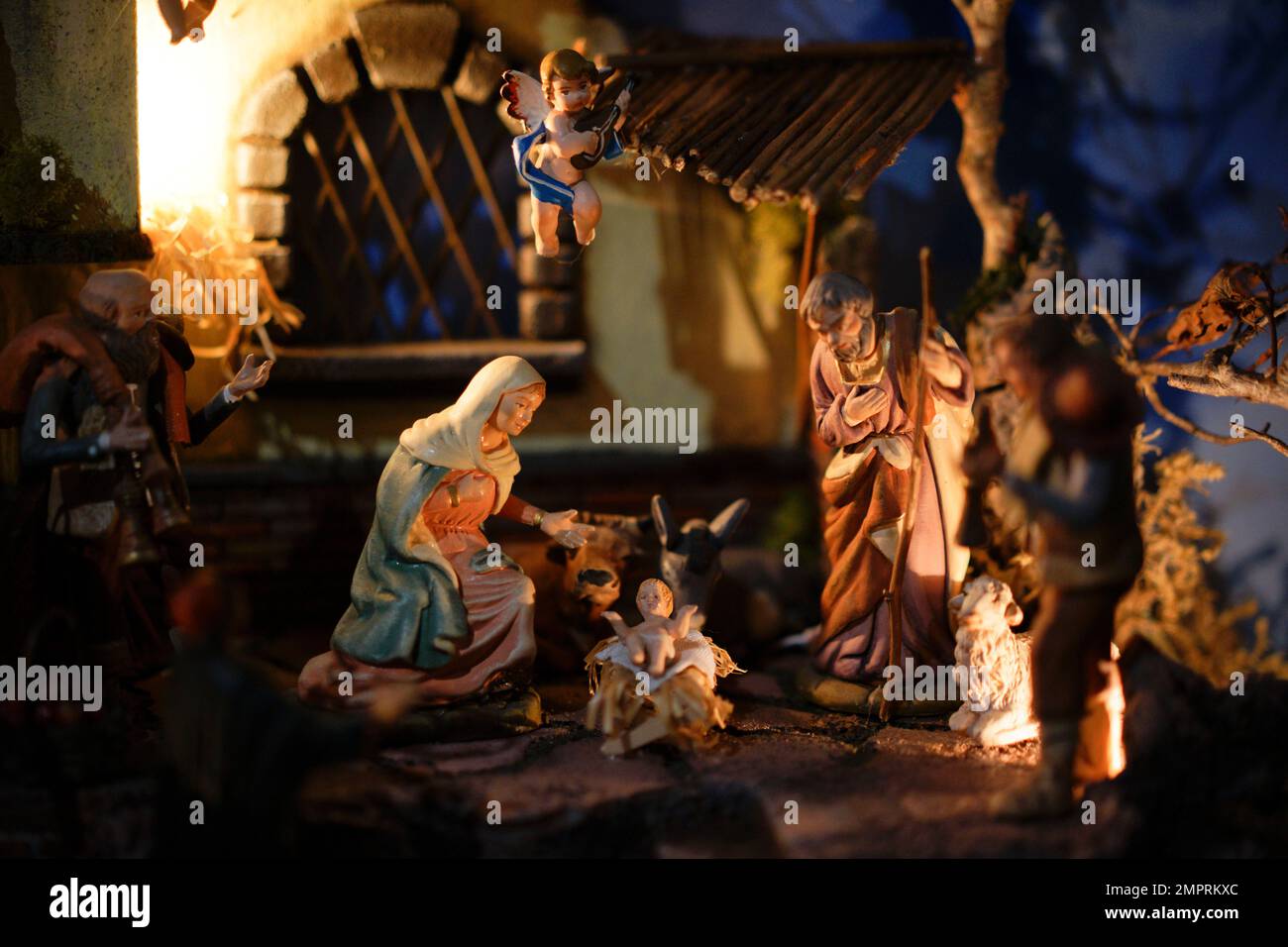 A detail of a traditional Italian nativity scene is displayed at the ...