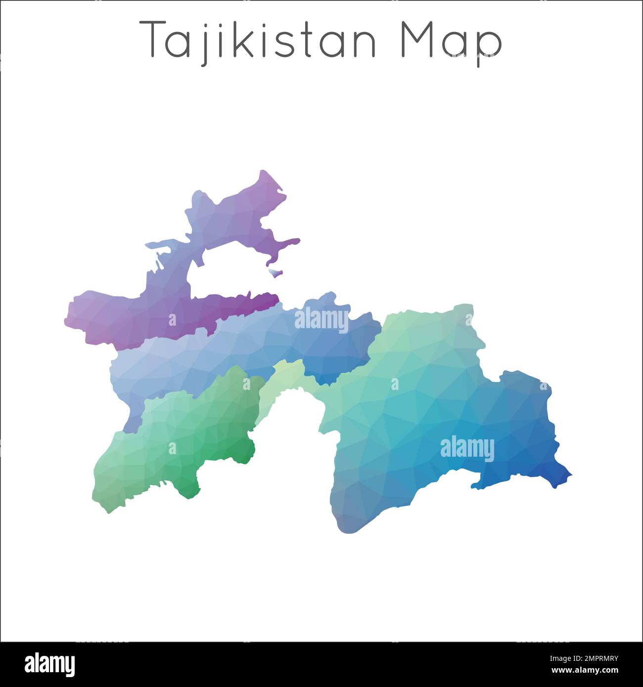 Low poly map of Tajikistan. Tajikistan geometric polygonal, mosaic ...