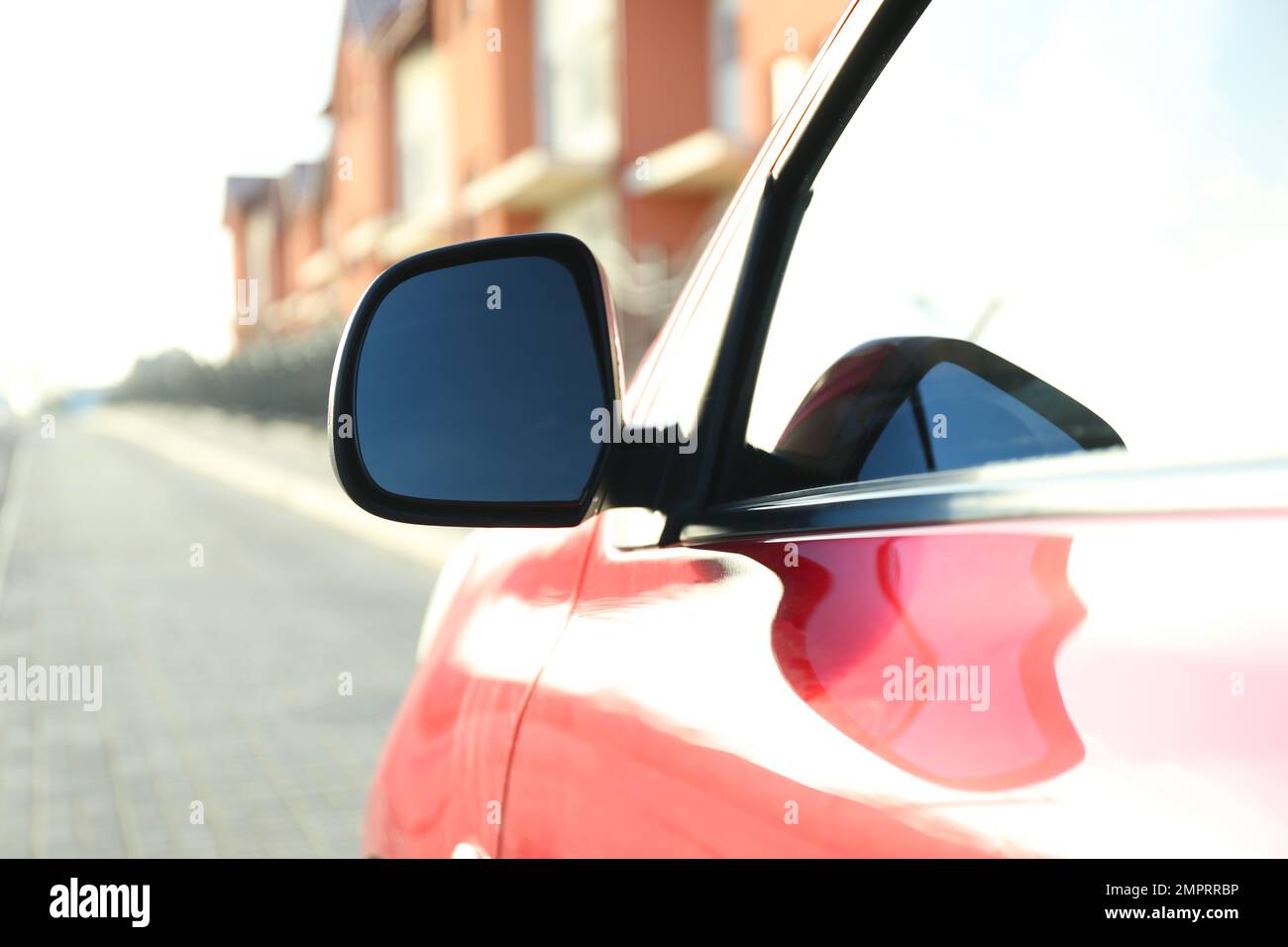 Side rear view mirror of modern car outdoors Stock Photo - Alamy