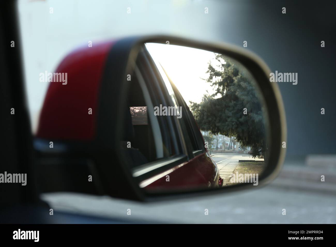 Side rear view mirror of modern car outdoors, closeup Stock Photo - Alamy