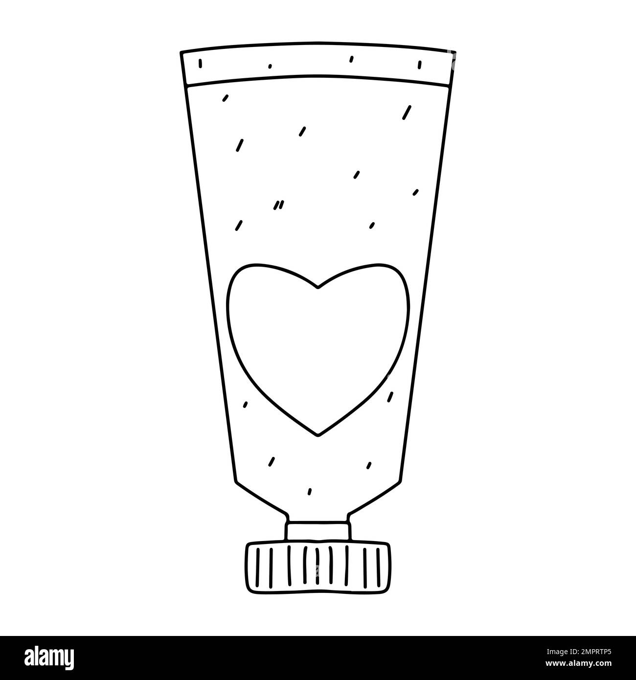 Cosmetic tube with heart in hand drawn doodle style. Vector ...