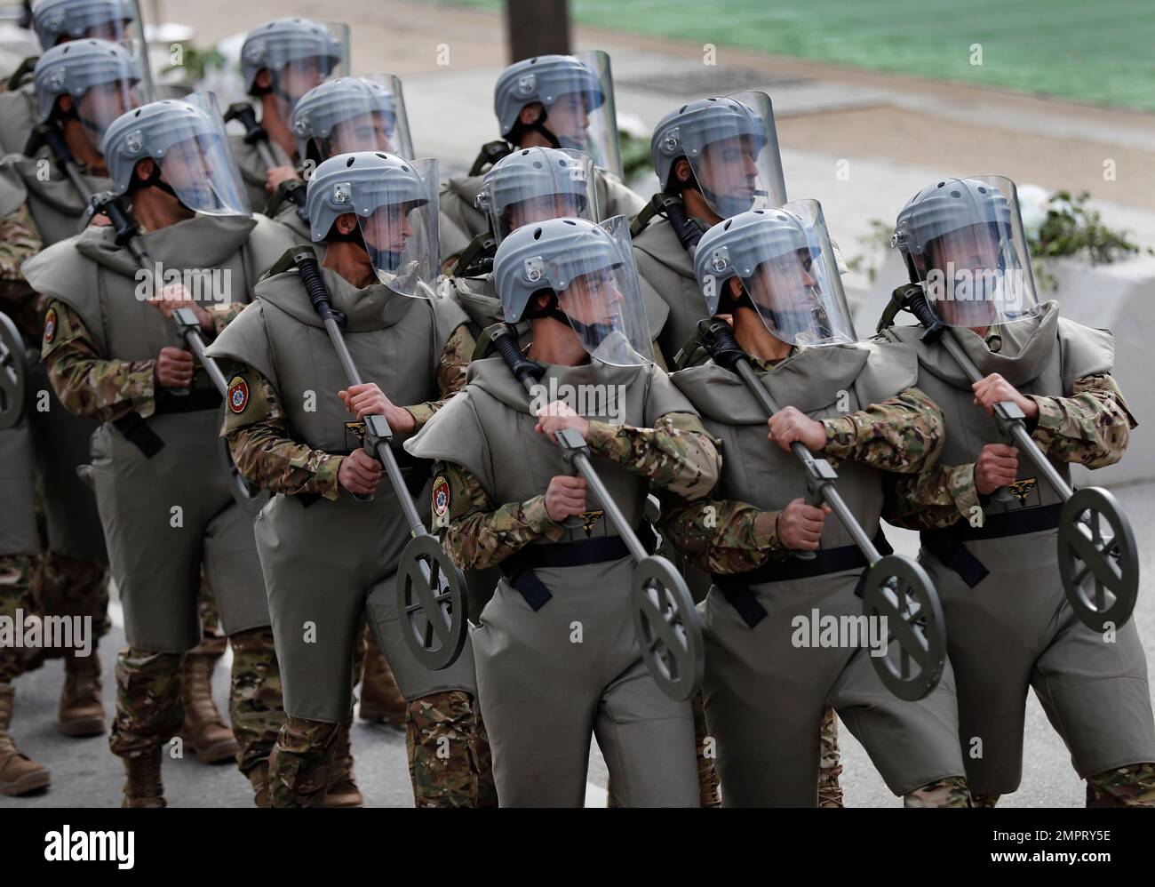 Lebanese Lebanese soldiers from the explosives unit, march during a ...