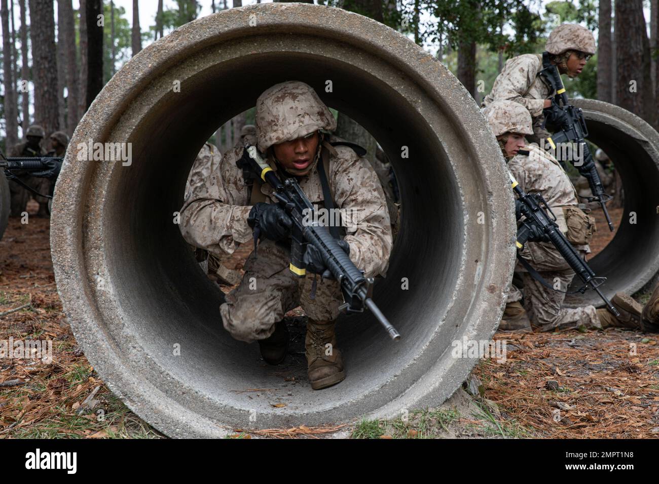 Recruits with Hotel Company, 2nd Recruit Training Battalion, learn and ...