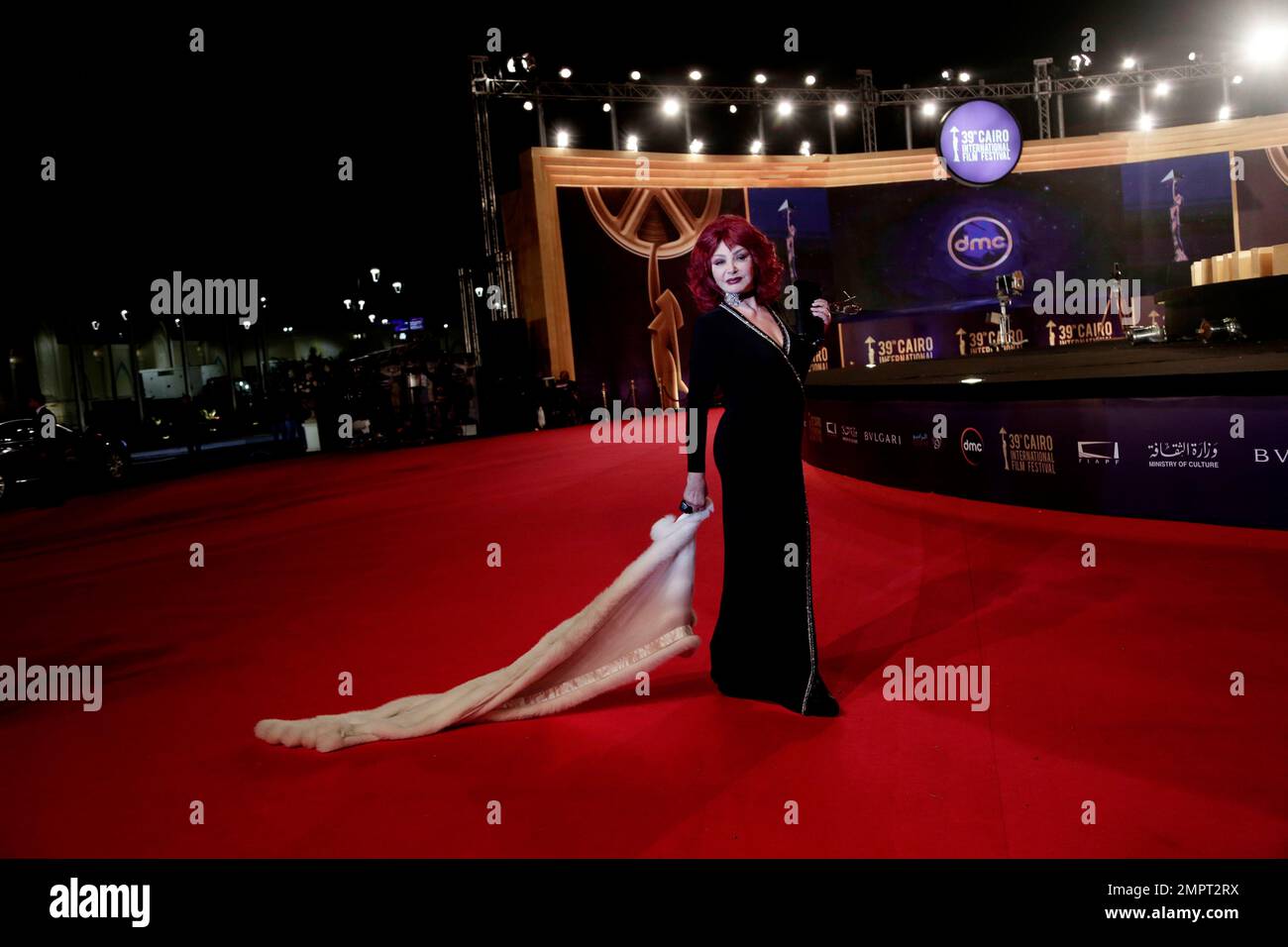 Egyptian actress Nabila Ebeid smiles on the red carpet during the ...