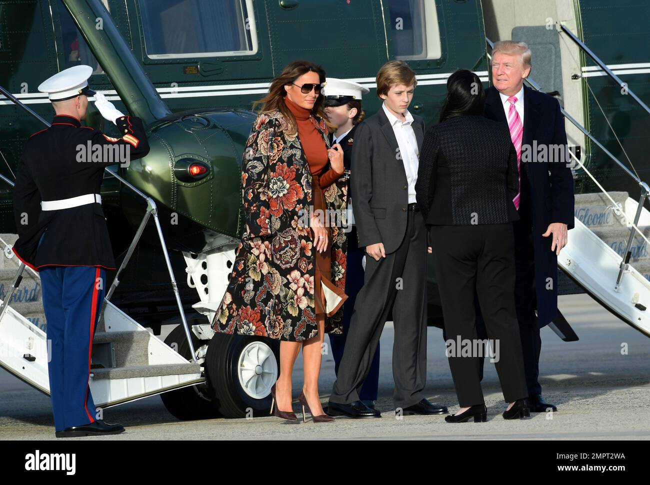 President Donald Trump, right, first lady Melania Trump, second from ...