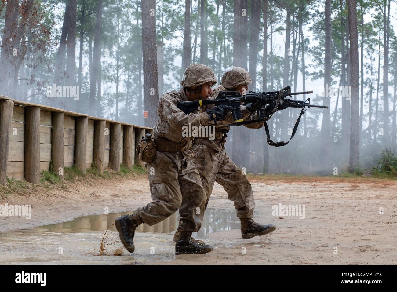 Recruits with Hotel Company, 2nd Recruit Training Battalion, learn and execute Basic Warrior ...