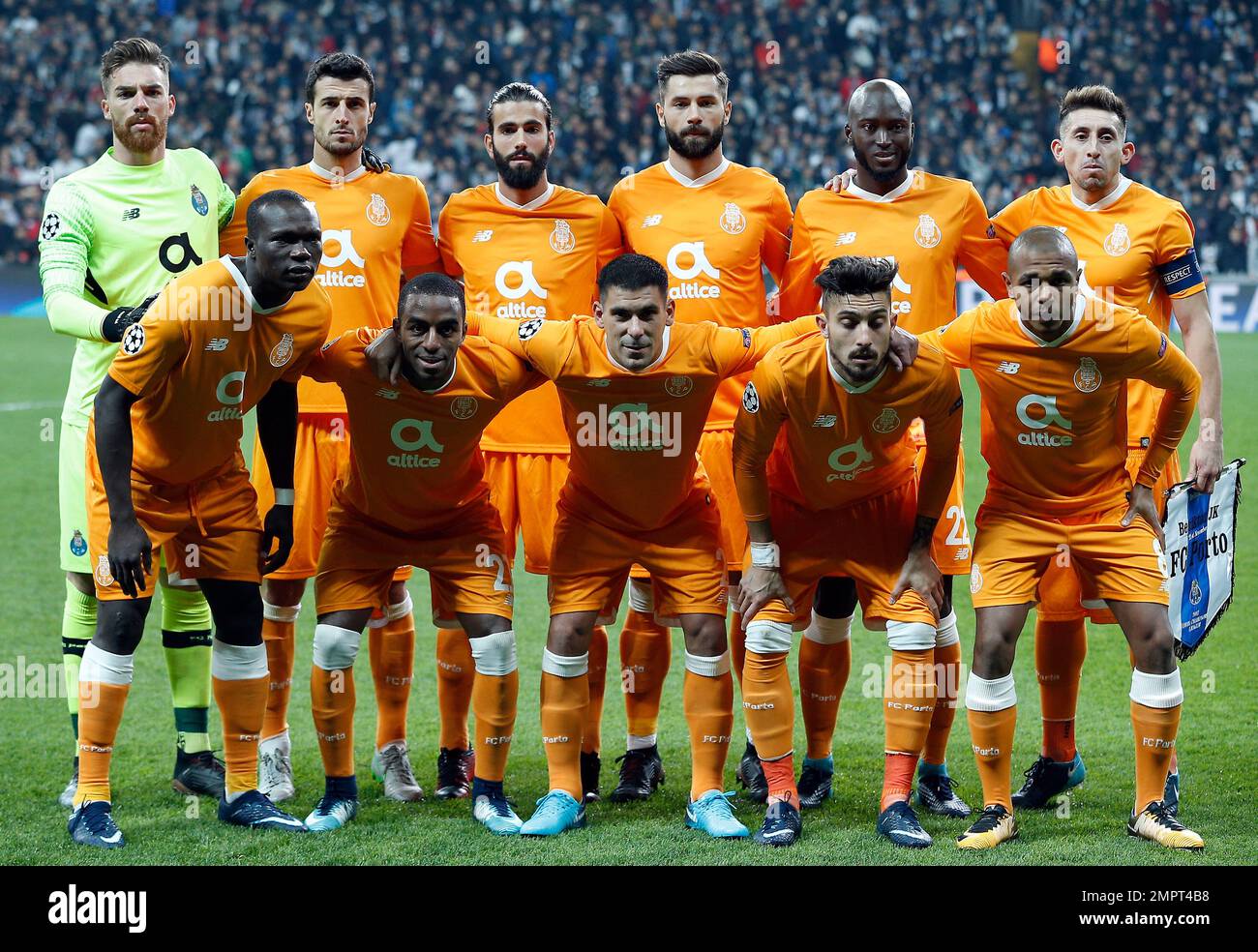 Porto's players line up for a team photo prior to the Champions League ...