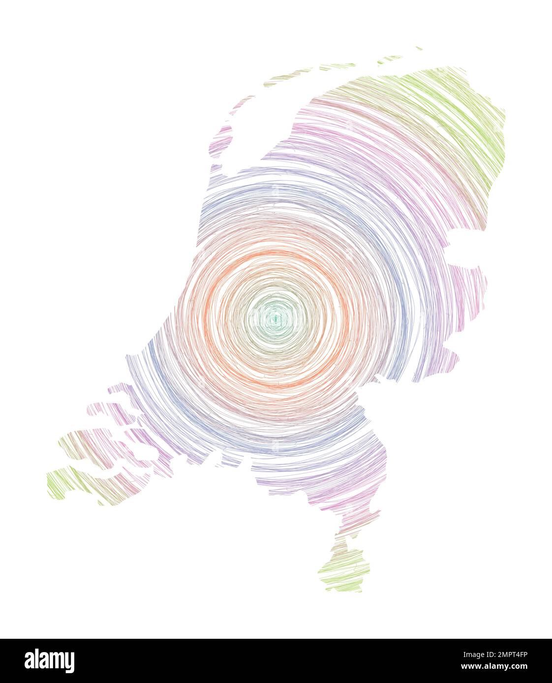 Netherlands map filled with concentric circles. Sketch style circles in ...