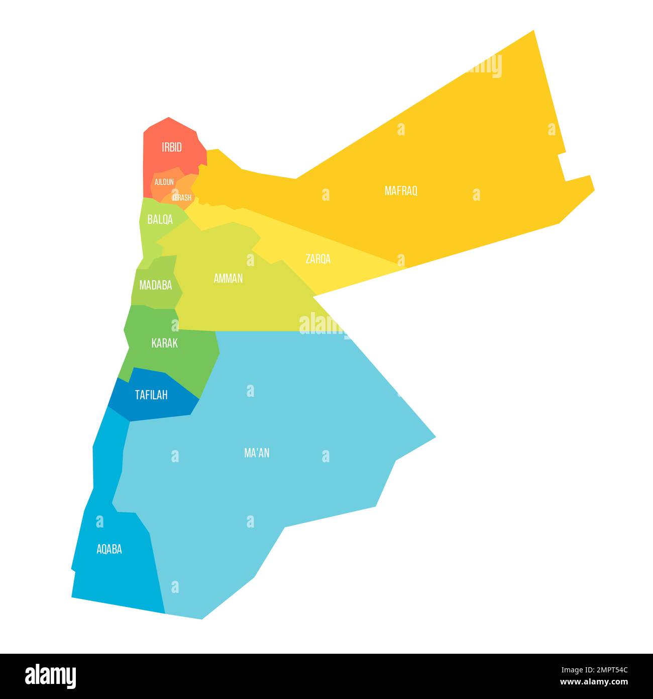 Jordan political map of administrative divisions Stock Vector Image ...