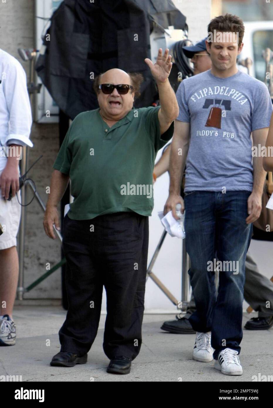 EXCLUSIVE!! Actor Danny Devito waves to the cameras while filming an ...