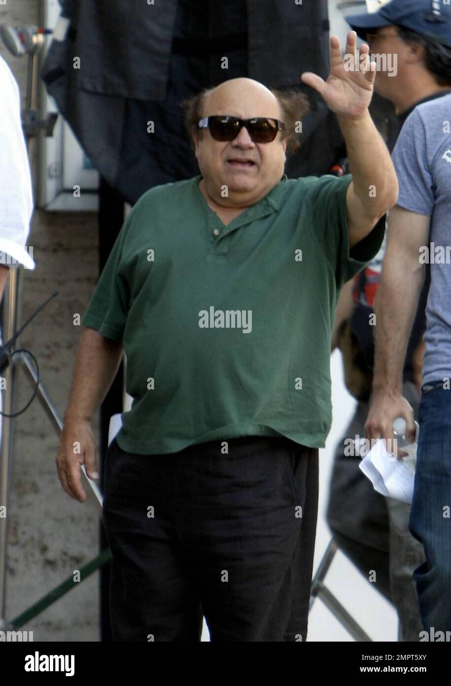EXCLUSIVE!! Actor Danny Devito waves to the cameras while filming an ...