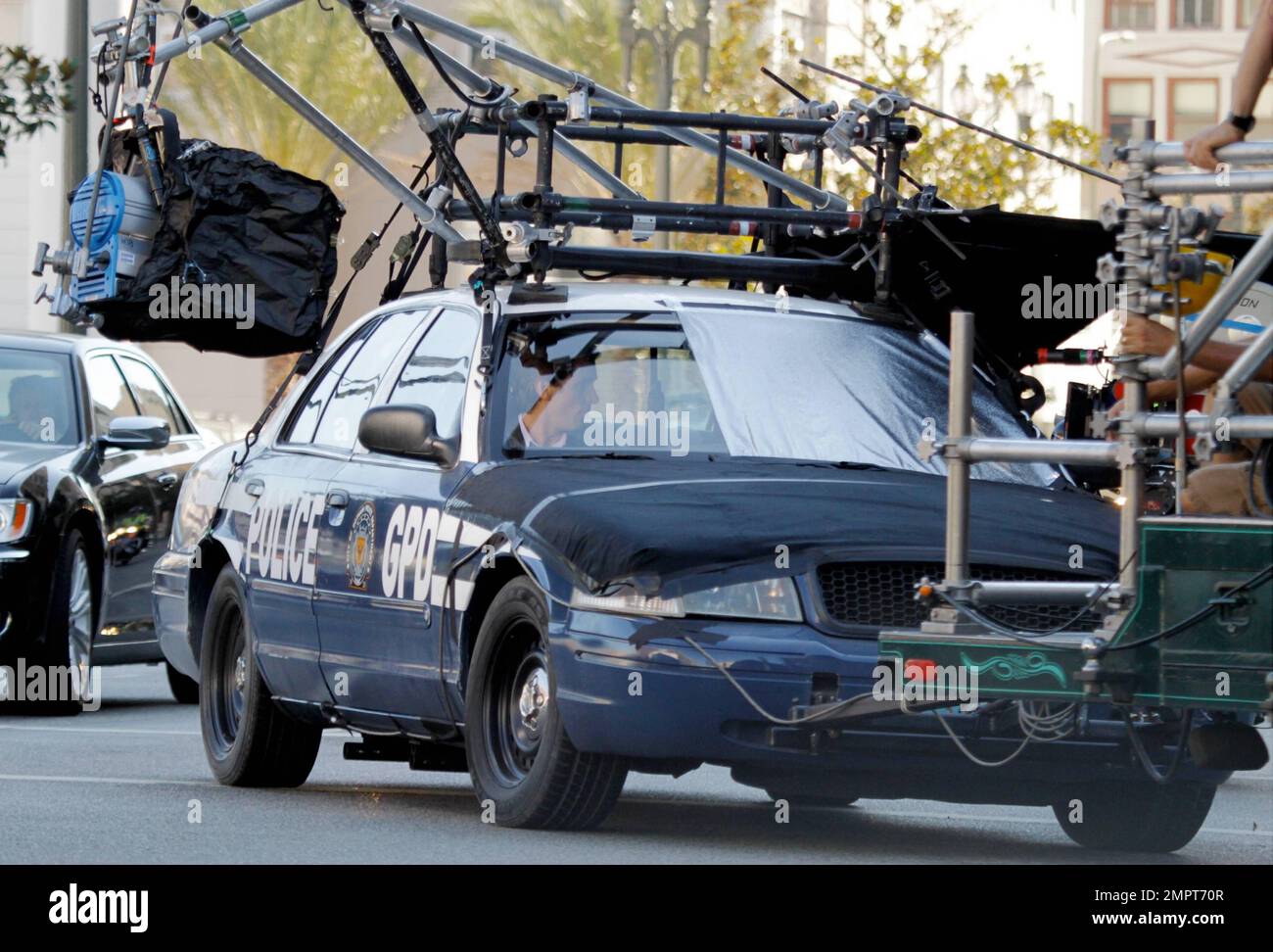 Actors Christian Bale and Joseph Gordon-Levitt film a scene for the ...