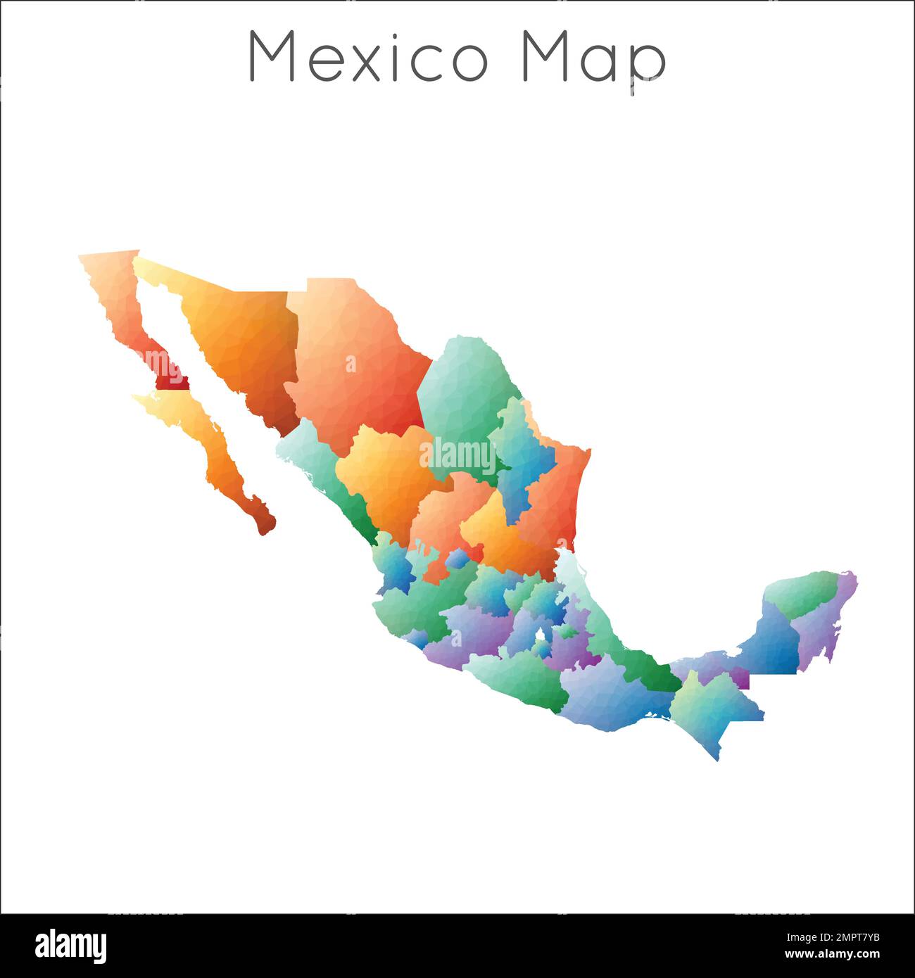 Low poly map of Mexico. Mexico geometric polygonal, mosaic style map ...