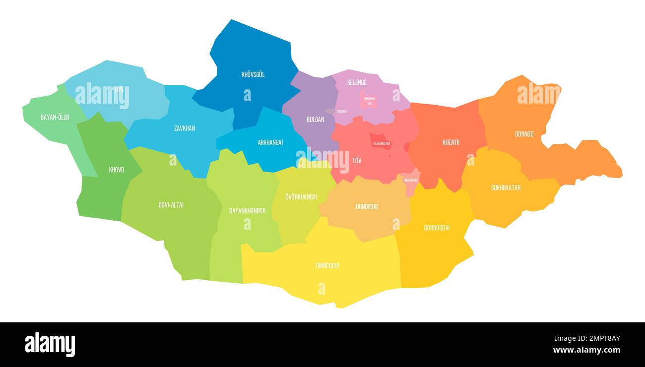 Mongolia political map of administrative divisions Stock Vector Image ...