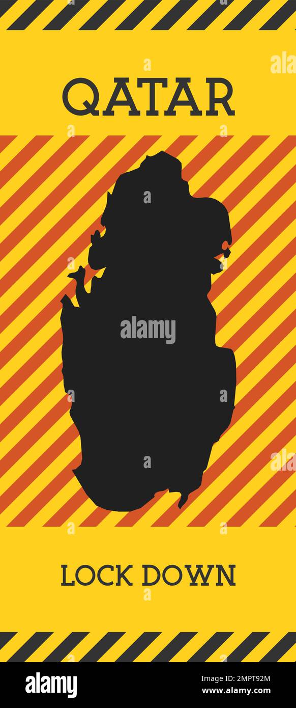 Qatar Lock Down Sign. Yellow country pandemic danger icon. Vector ...