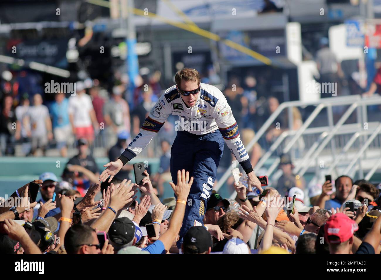 Brad Keselowski during driver introductions before a NASCAR Cup Series ...
