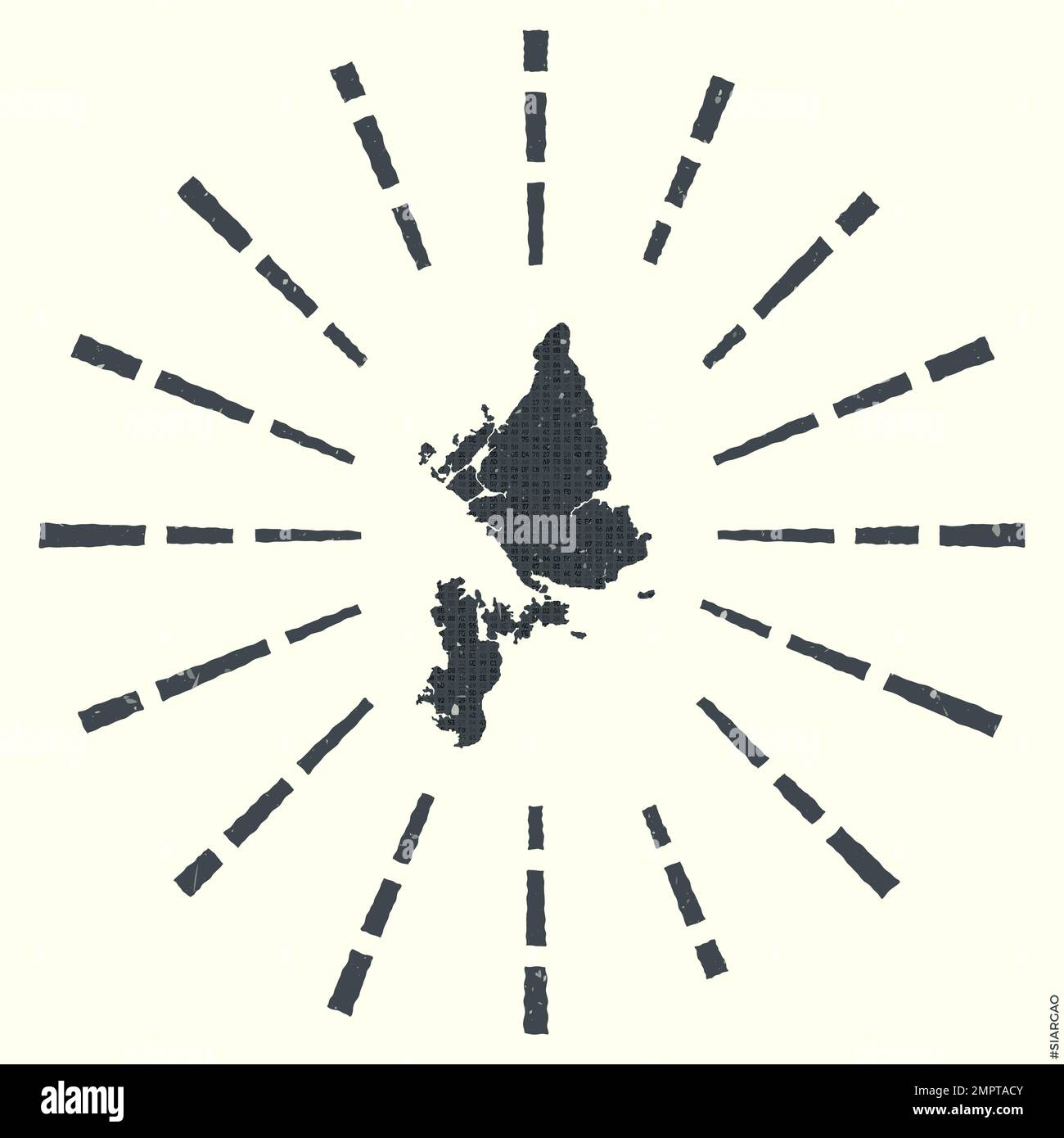 Siargao Logo. Grunge sunburst poster with map of the island. Shape of ...