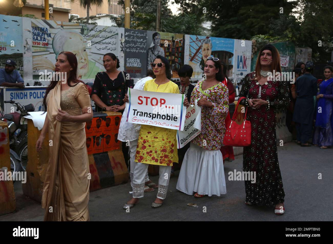 Members of the Pakistani transgender community attend a symbolic ...