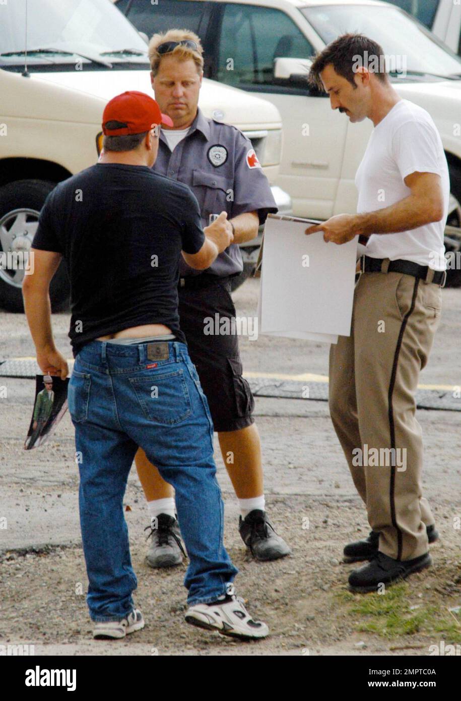 David Arquette goes over some documents on the set of "Scream 4" In the ...