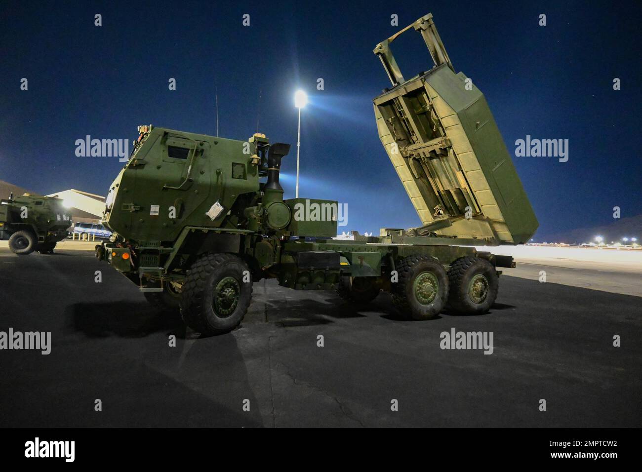 A High Mobility Artillery Rocket System (HIMARS) from the 3rd Battalion ...
