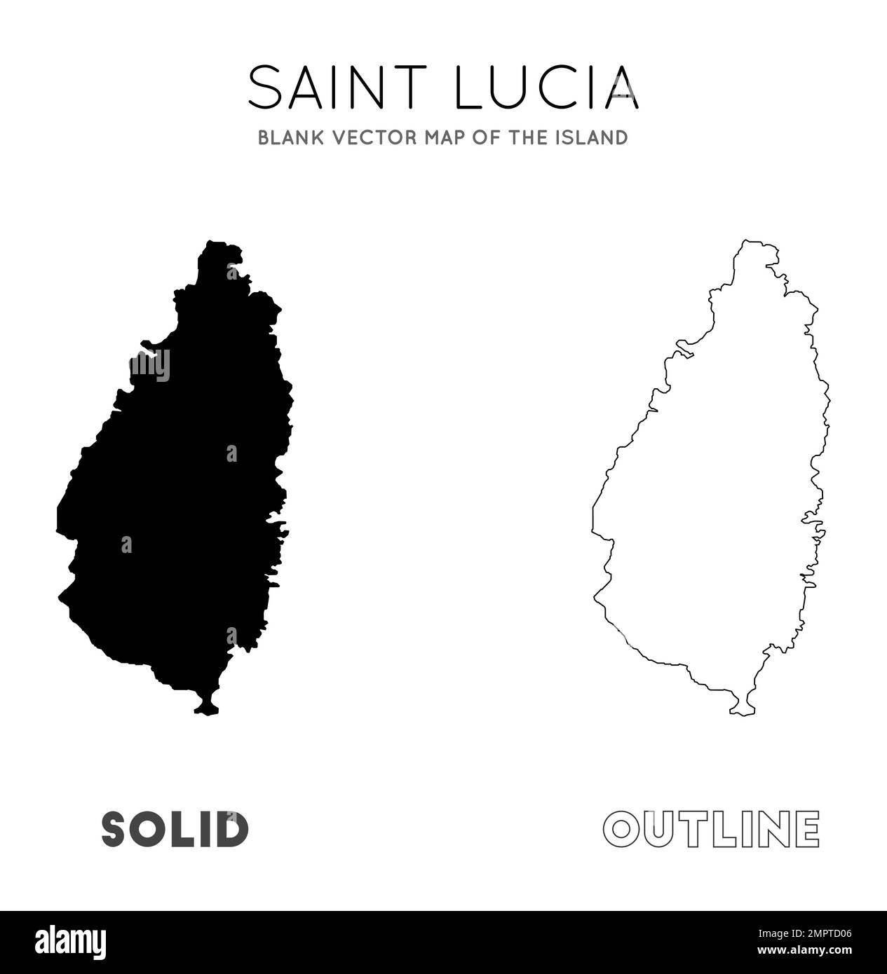 Saint Lucia map. Blank vector map of the island. Borders of Saint Lucia ...