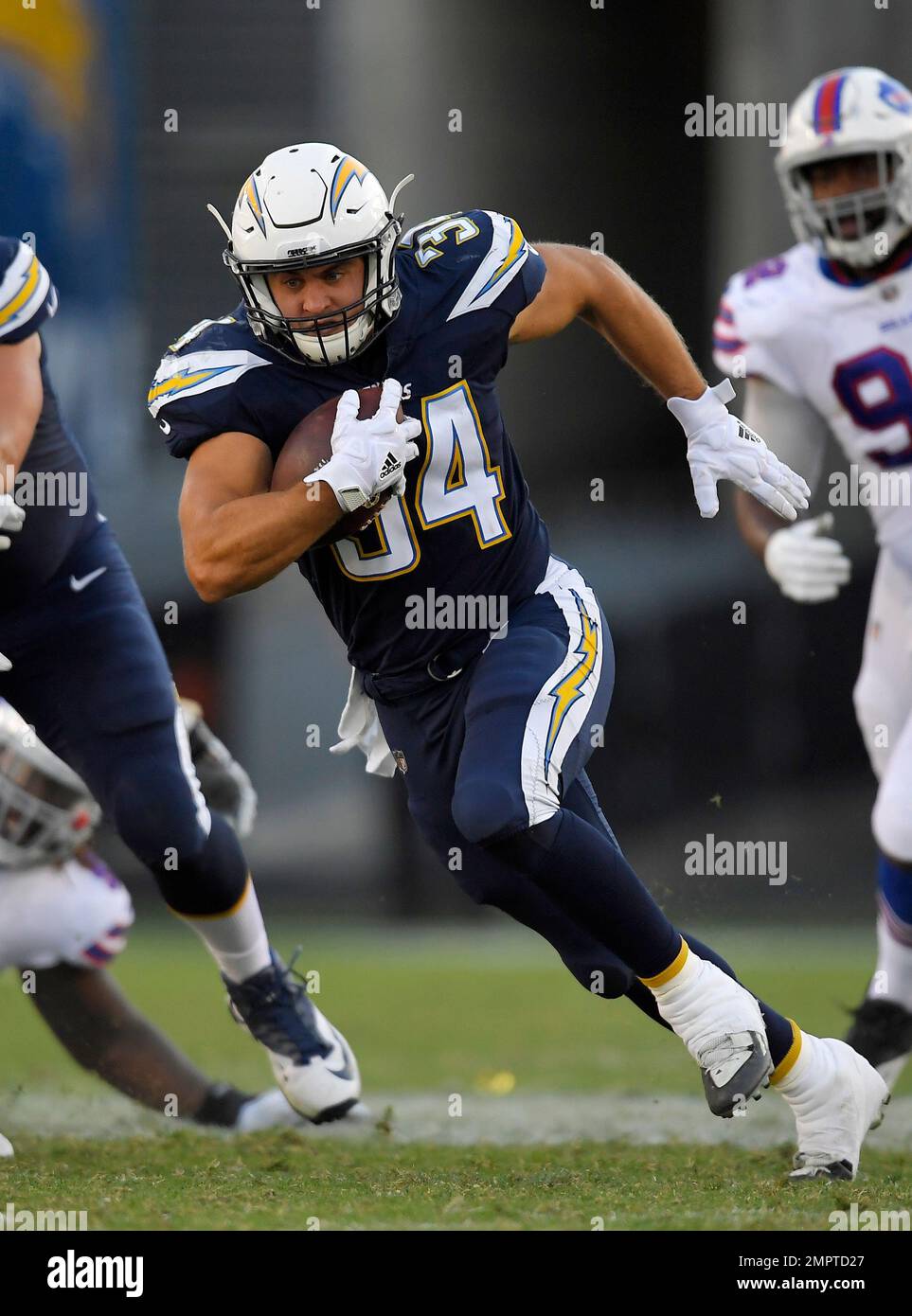 Los Angeles Chargers fullback Derek Watt runs the ball during an NFL ...