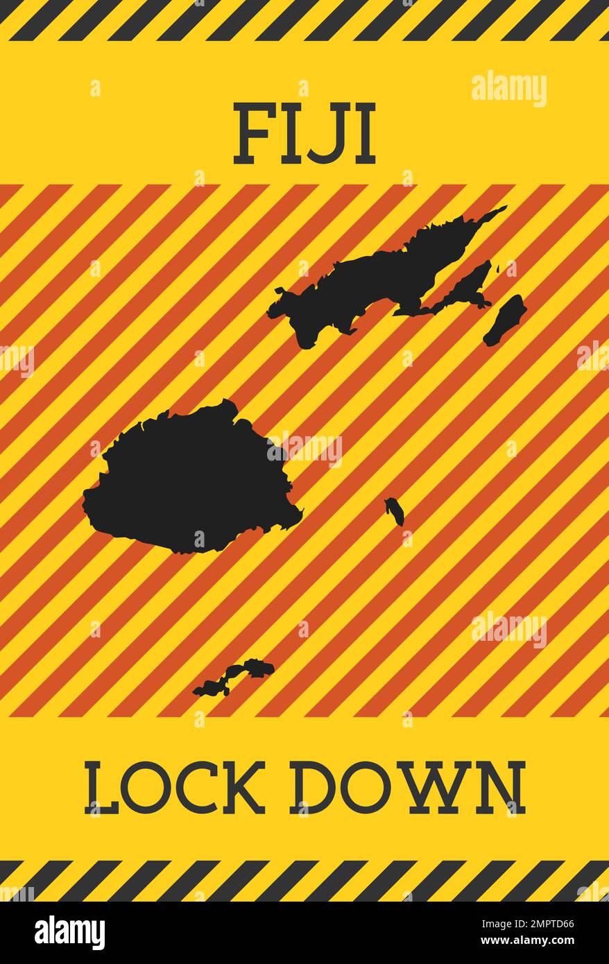 Fiji Lock Down Sign. Yellow country pandemic danger icon. Vector ...