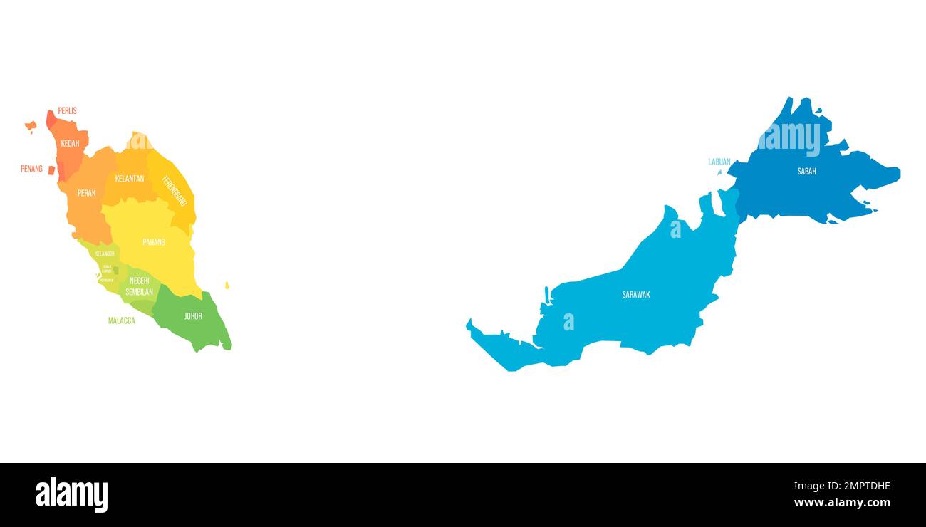 Malaysia political map of administrative divisions Stock Vector Image & Art - Alamy