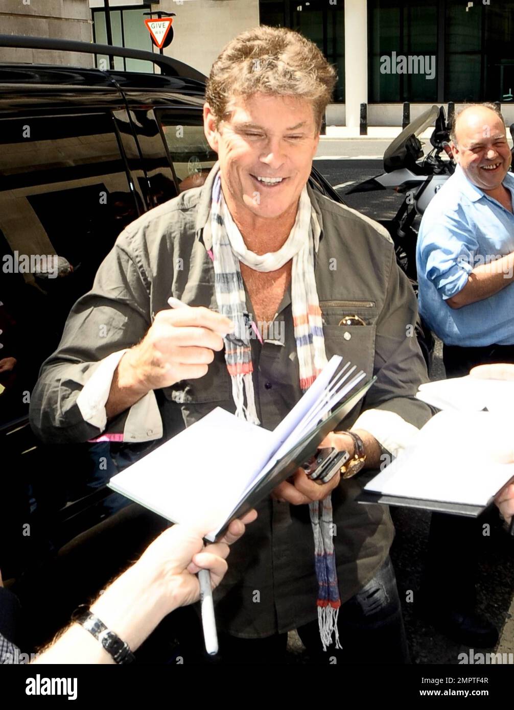 David Hasselhoff is mobbed by fans as he arrives at BBC Radio 2. The ...