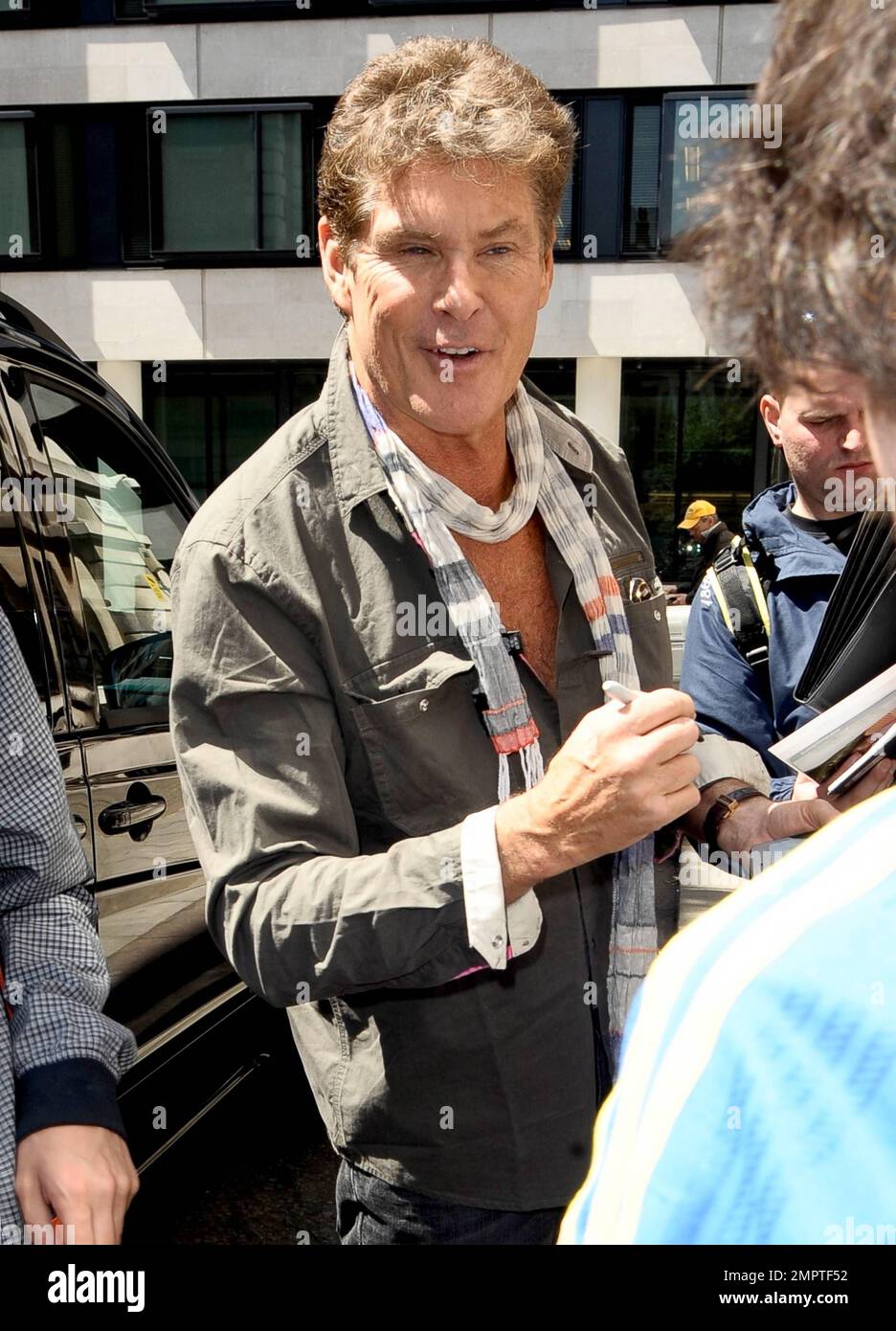 David Hasselhoff is mobbed by fans as he arrives at BBC Radio 2. The ...